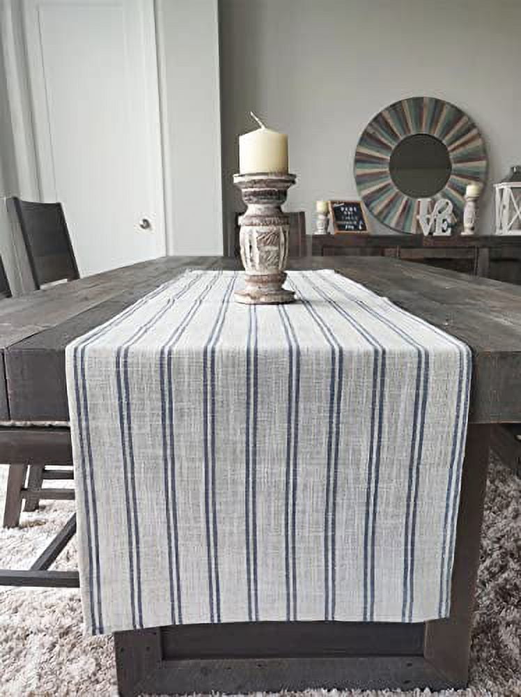 Fennco Styles Modern Striped Linen Blend Table Runner 16" W x 72" L ...