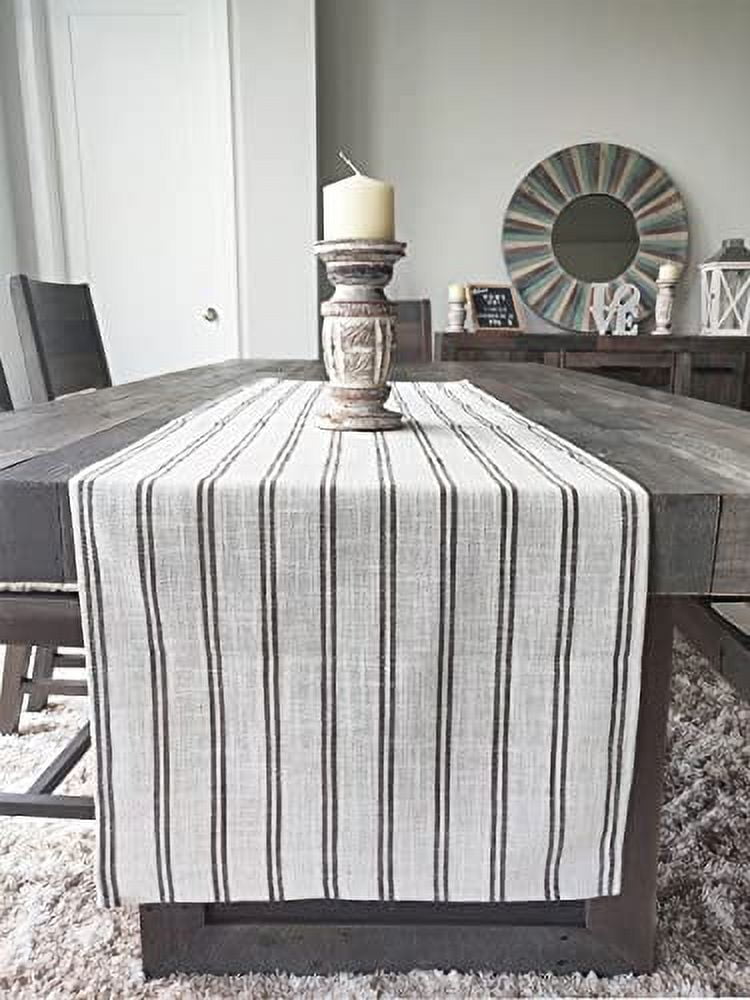 Fennco Styles Modern Striped Linen Blend Table Runner 16" W x 72" L ...