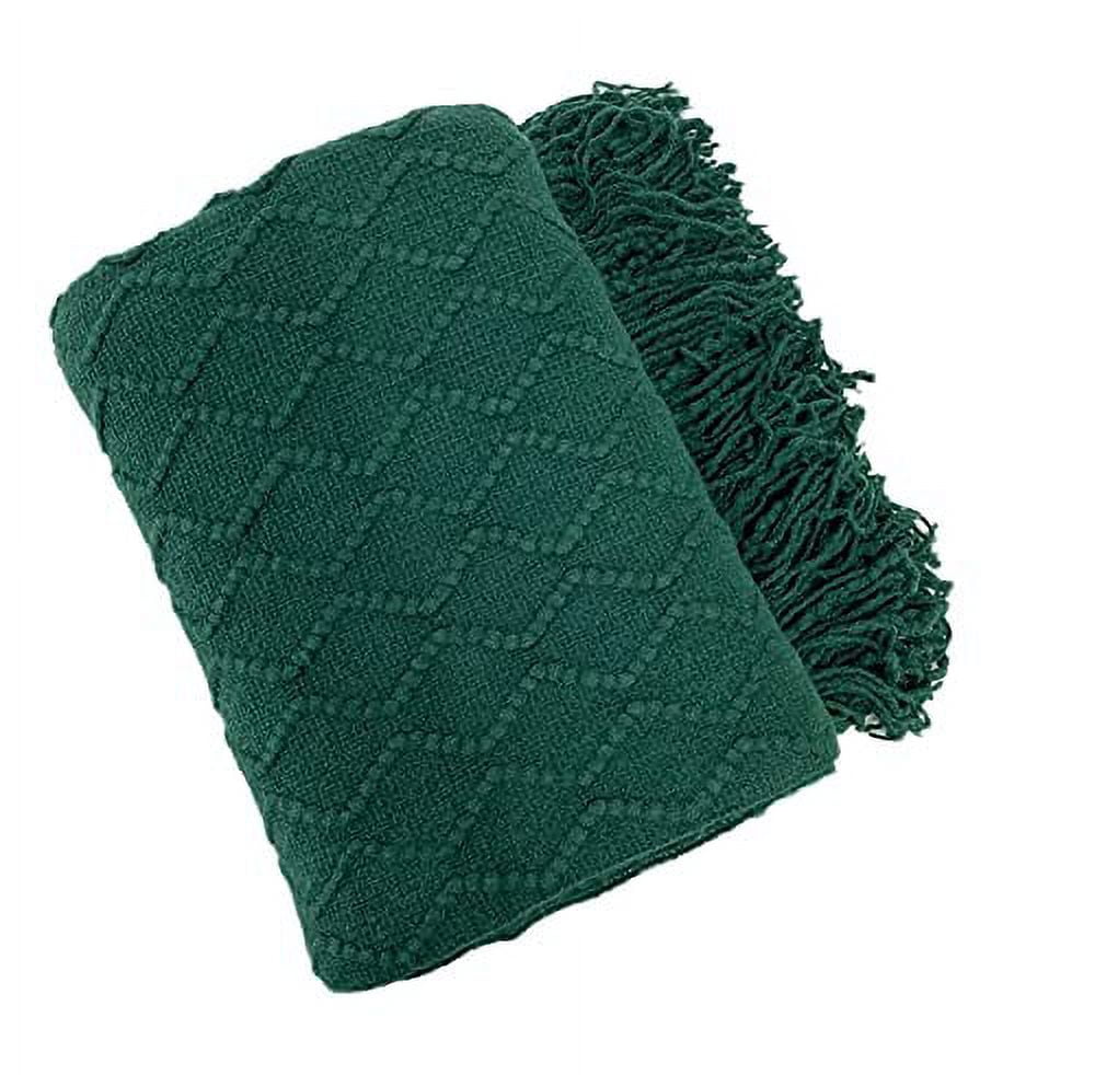 Fennco Styles Modern Textured Weave Knit Throw with Fringe 50" W x 60 ...