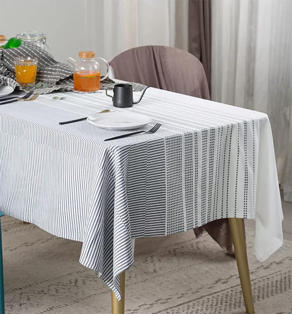 Fennco Styles Modern Woven Striped Cotton Tablecloth 55" W X 55" L ...
