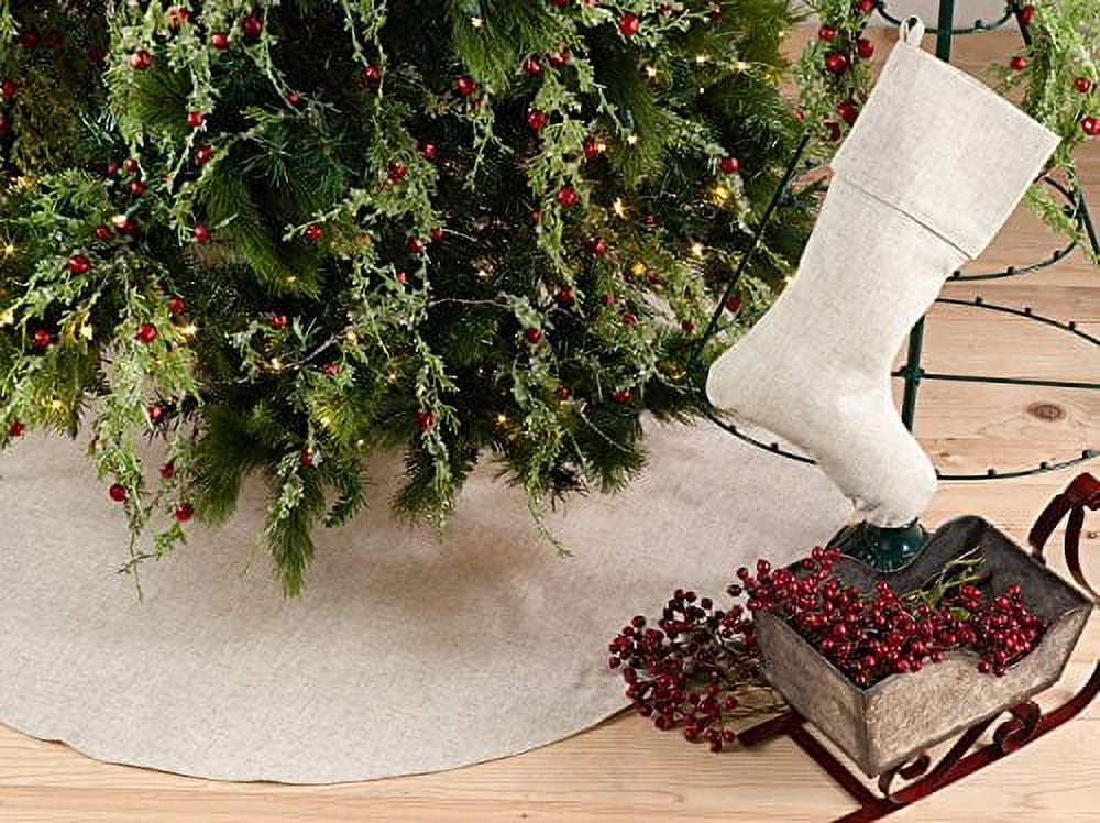 Fennco Styles Natural Linen Blend Decorative Christmas Tree Skirt 56 ...