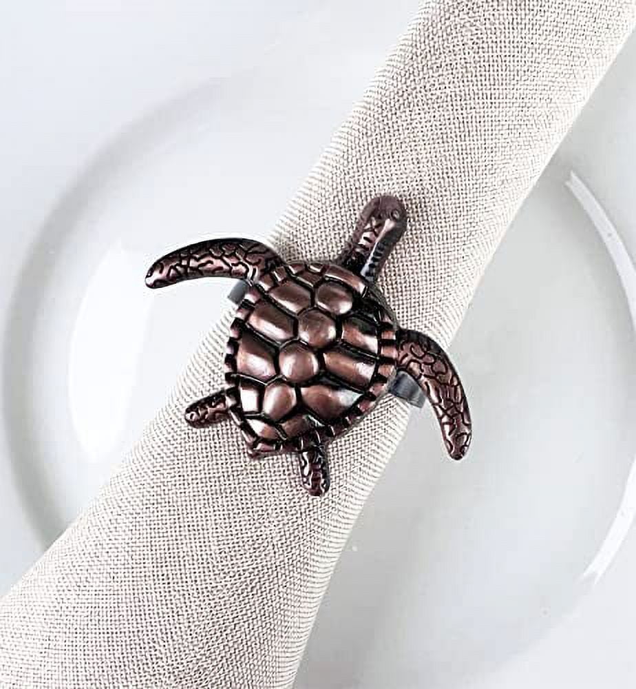 Fennco Styles Nature's Touch Sea Turtle Metal Napkin Rings, Set of 4 ...