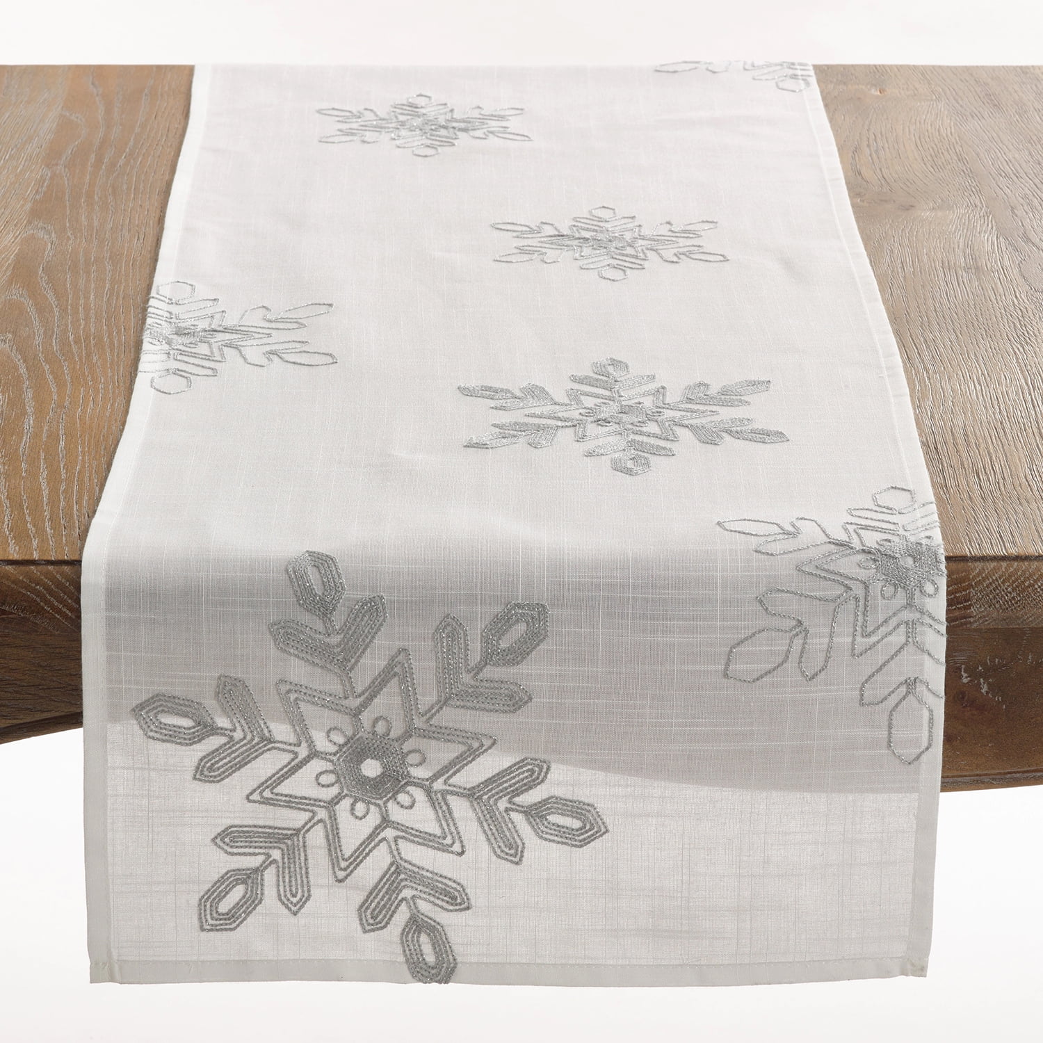 Fennco Styles Nivalis Collection Holiday Embroidered Snowflakes Table ...