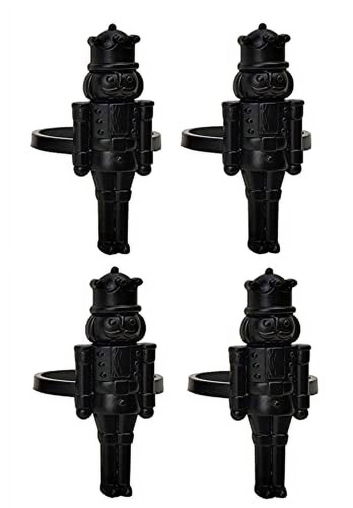 Fennco Styles Nutcracker Festive Metal Napkin Rings, Set of 4 - Black ...