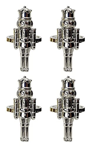 Fennco Styles Nutcracker Festive Metal Napkin Rings, Set of 4 - Silver ...