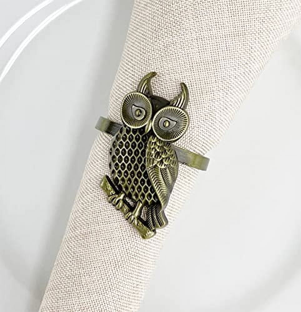 Fennco Styles Perched Owl Metal Napkin Rings, Set of 4 - Bronze Animal ...