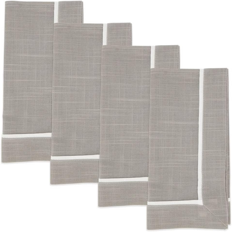 Fennco Styles Pleated Design Grey Cloth Napkins 20" W x 20" L, Set of 4 ...