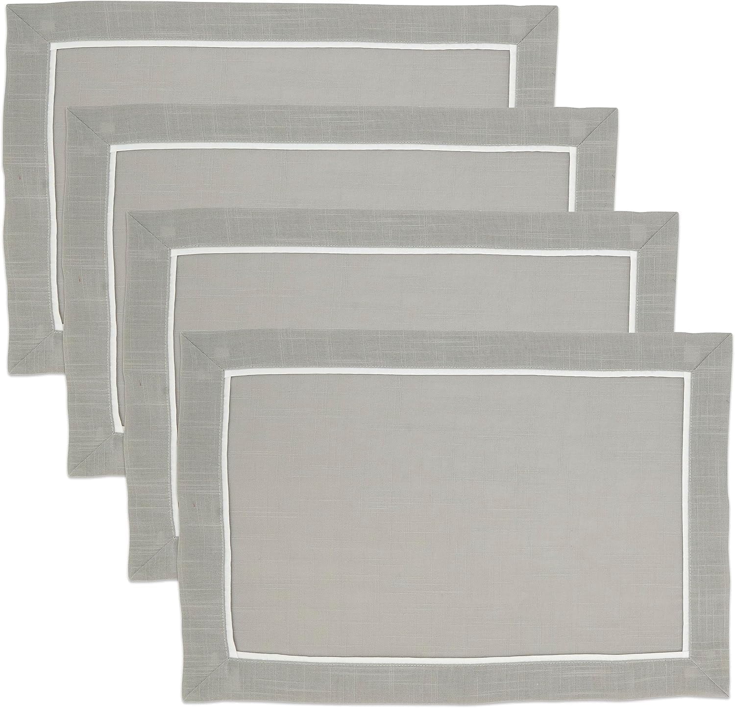 Fennco Styles Pleated Design Grey Placemats 13" W X 19" L, Set of 4 ...
