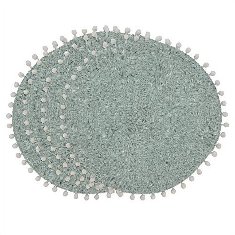 Fennco Styles Pom Pom Textured Placemats 15 Inches Round, Set of 4 ...