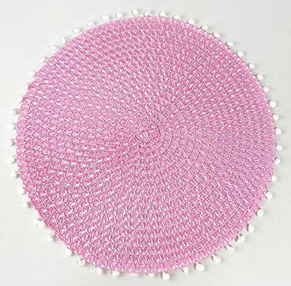 Fennco Styles Pom Pom Textured Placemats 15 Inches Round, Set of 4 ...