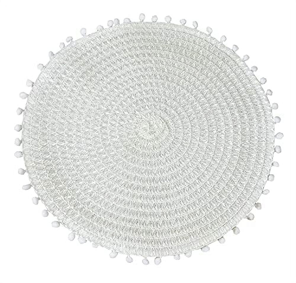 Fennco Styles Pom Pom Textured Placemats 15 Inches Round, Set of 4 ...