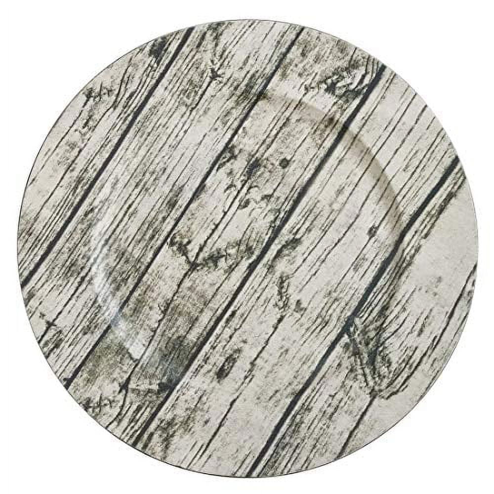 Fennco Styles Printed Wood Rustic Charger Plates 14" Round, Set of 4 â ...