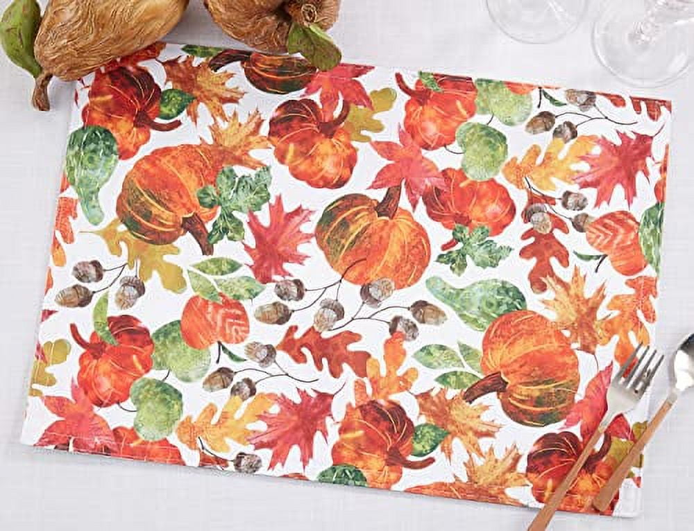Fennco Styles Pumpkin Foliage Harvest Placemats 14" W X 20" L, Set of 4 ...