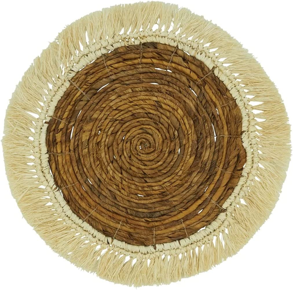 Fennco Styles Raffia Abaca Woven Placemat 16" Round, 1-Piece - Brown ...