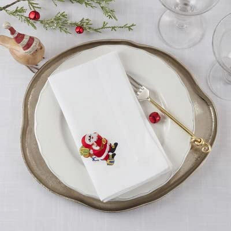 Fennco Styles Red Embroidered Santa Claus Cloth Napkins 20" W x 20" L ...