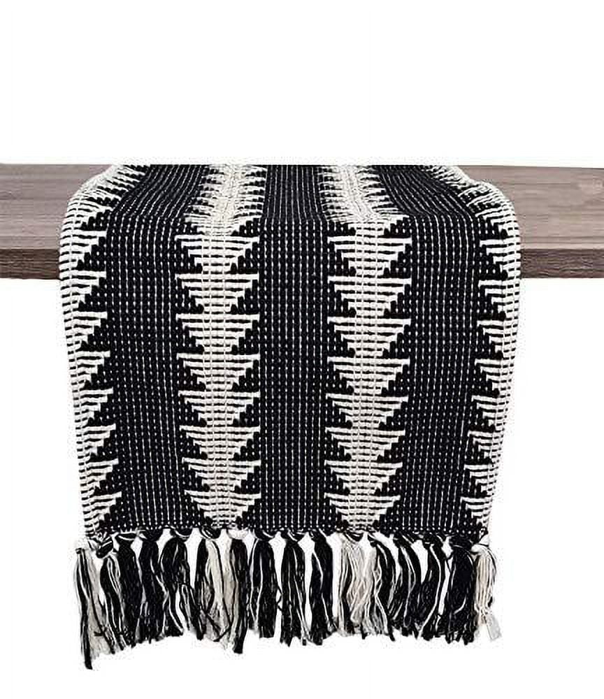 Fennco Styles Reversible Geometric Canvas Cotton Table Runner with ...