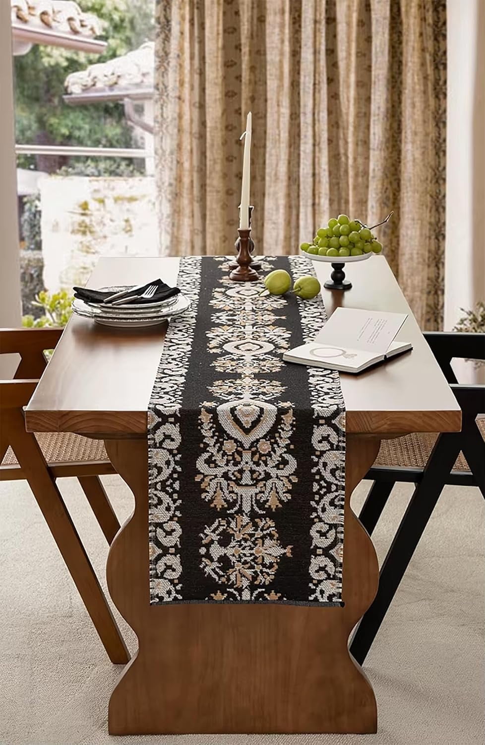 Fennco Styles Reversible Medallions Jacquard Cotton Blend Table Runner ...