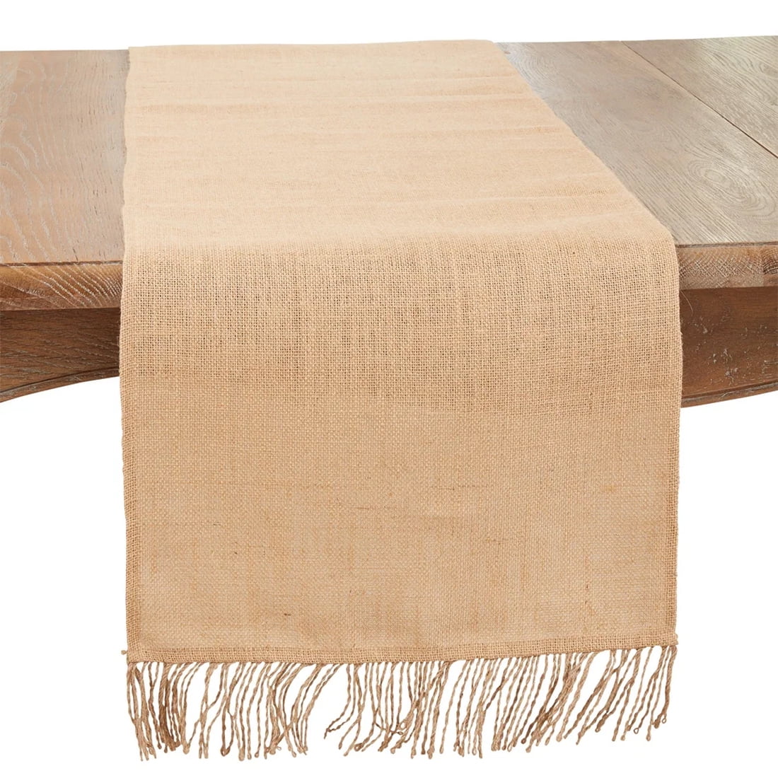 Fennco Styles Rustic Jute Tassel Table Runner 16" W x 72" L - Natural ...
