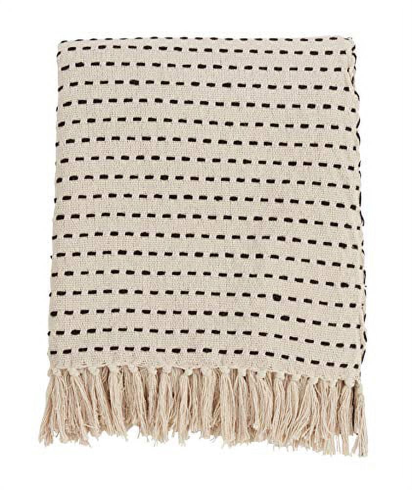 Fennco Styles Sevan Collection Contemporary Dash Stitch Fringed 100% ...