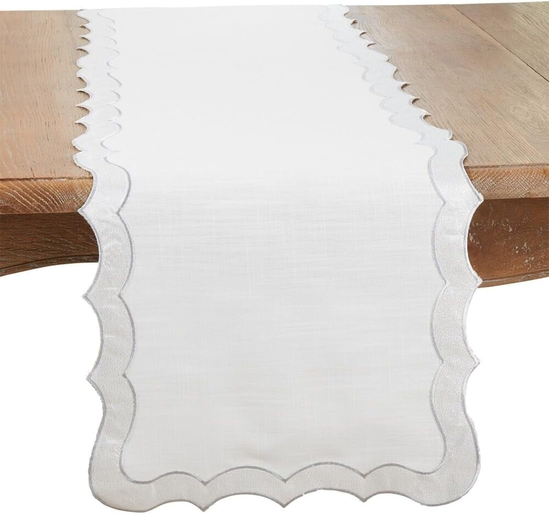 Fennco Styles Shimmering Scallop Border Table Runner 16" W x 72" L ...