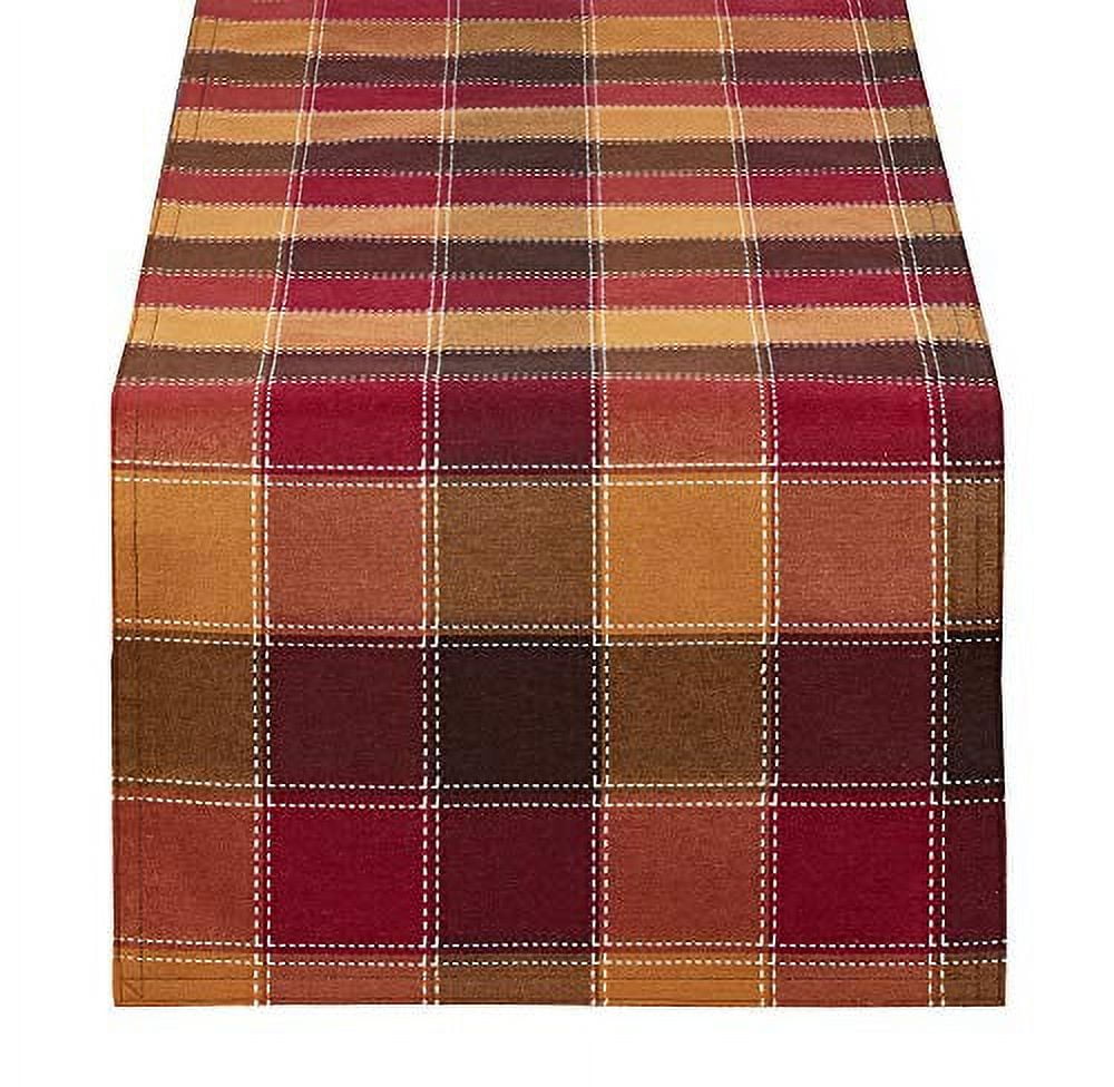 Fennco Styles Stitched Plaid Tablecloth, 70"X70" Square, Brown ...