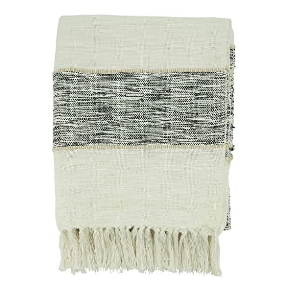 Fennco Styles Striped Collection Soft Cotton Throw Blanket with Tassel ...