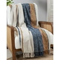 Fennco Striped Cotton Throw Blanket with Tassel 52"x68" – Navy Blue for ...
