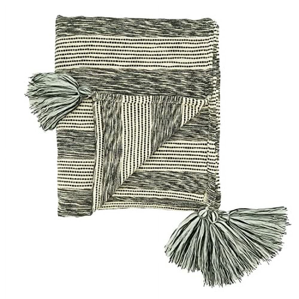 Fennco Styles Striped Design Tassel Cotton Throw Blanket 50" W x 60" L ...