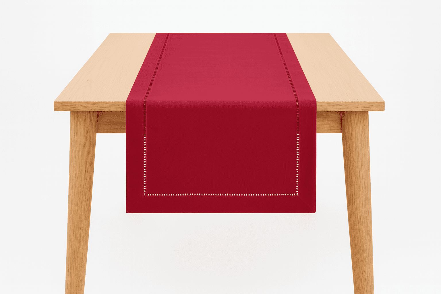 Fennco Styles Solid Color Hemstitched Border Table Runner, 14"x36", Red ...