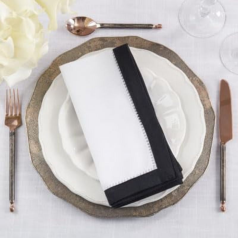 Fennco Styles Two-Tone Hemstitch Cloth Napkins 20" W X 20" L, Set of 4 ...
