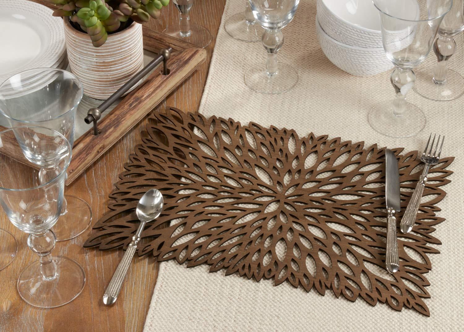 Fennco Styles Unique Engineered Wood Laser Cut Placemats, Set of 2 ...