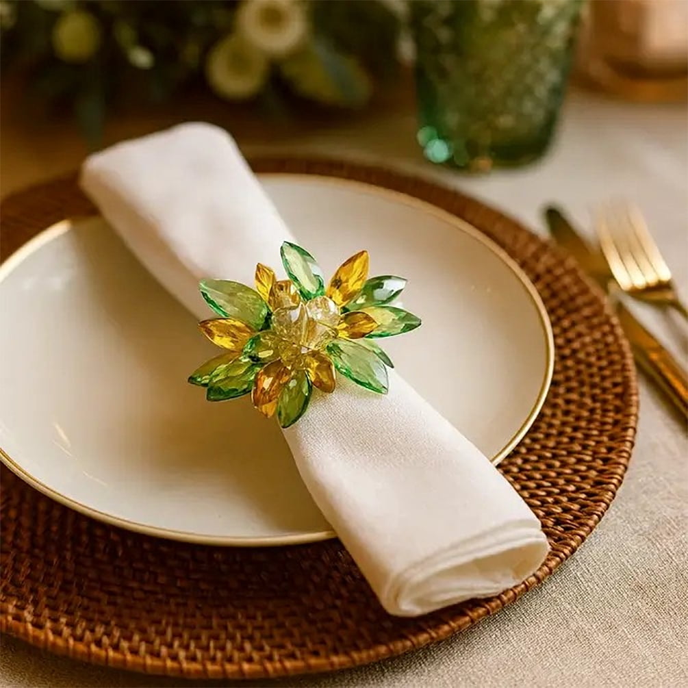 Fennco Styles Unique Multi-Flower Crystal Design Decorative Napkin ...