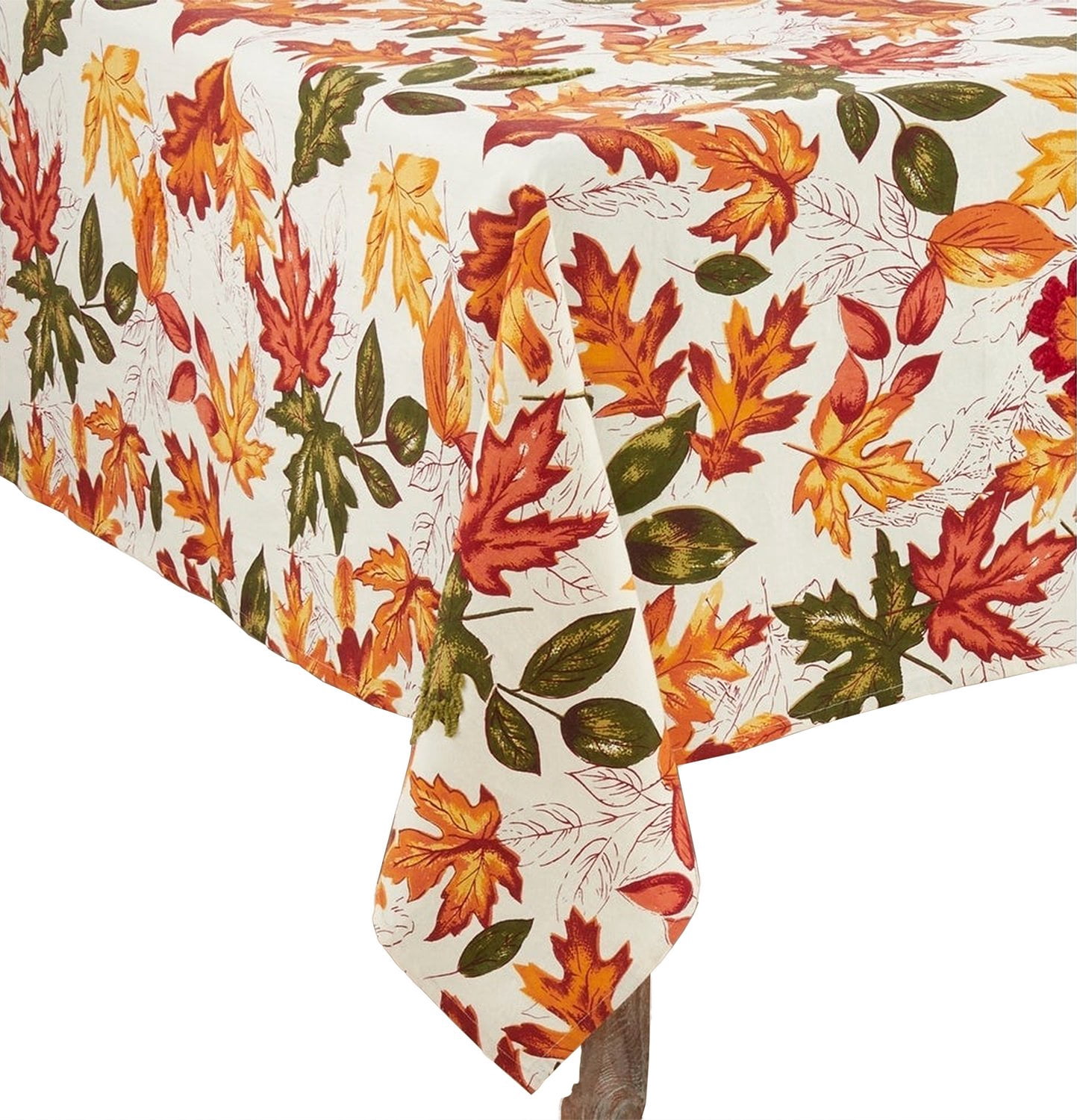 Fennco Styles Warm Embroidered Autumn Leaves Cotton Tablecloth for ...