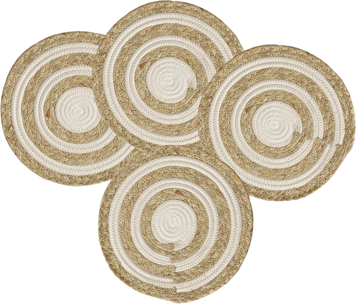 Fennco Styles Water Hyacinth Straw & Cotton Woven Reversible Placemats ...