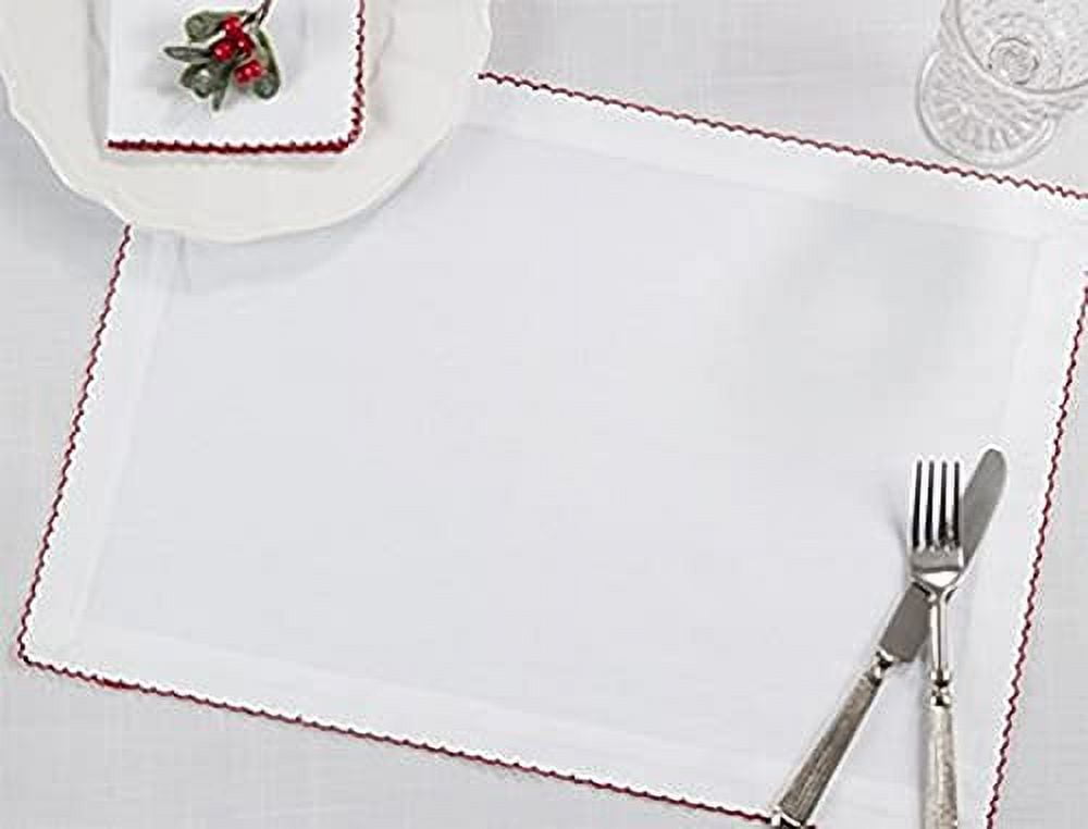 Fennco Styles Whip Stitched 100% Cotton Placemats 14"W x 20"L - Red ...