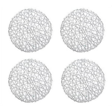 Fennco Styles Woven Textured Placemats with Fringe 15 Inches Round, Set ...