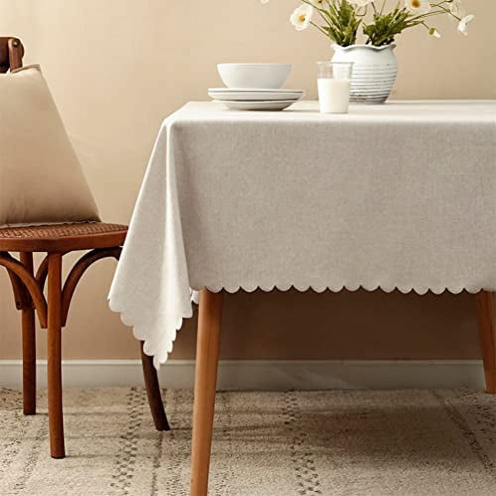 Fennco Styles Woven Solid Color Scalloped Tablecloth 56" W x 40" L ...