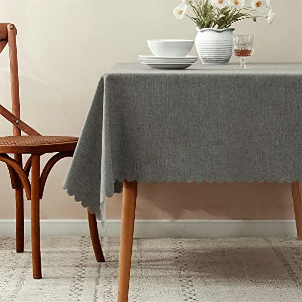 Fennco Styles Woven Solid Color Scalloped Tablecloth 56" W x 40" L ...