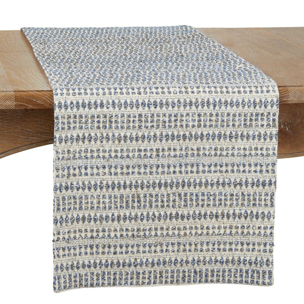 Fennco Styles Woven Textured Table Runner 16" W x 72" L - Blue ...