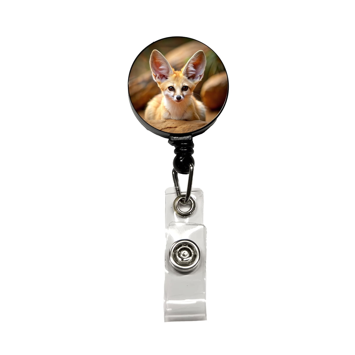 Fennec Fox Retractable Reel ID Badge Key Card Name Tag Holder with Clip ...