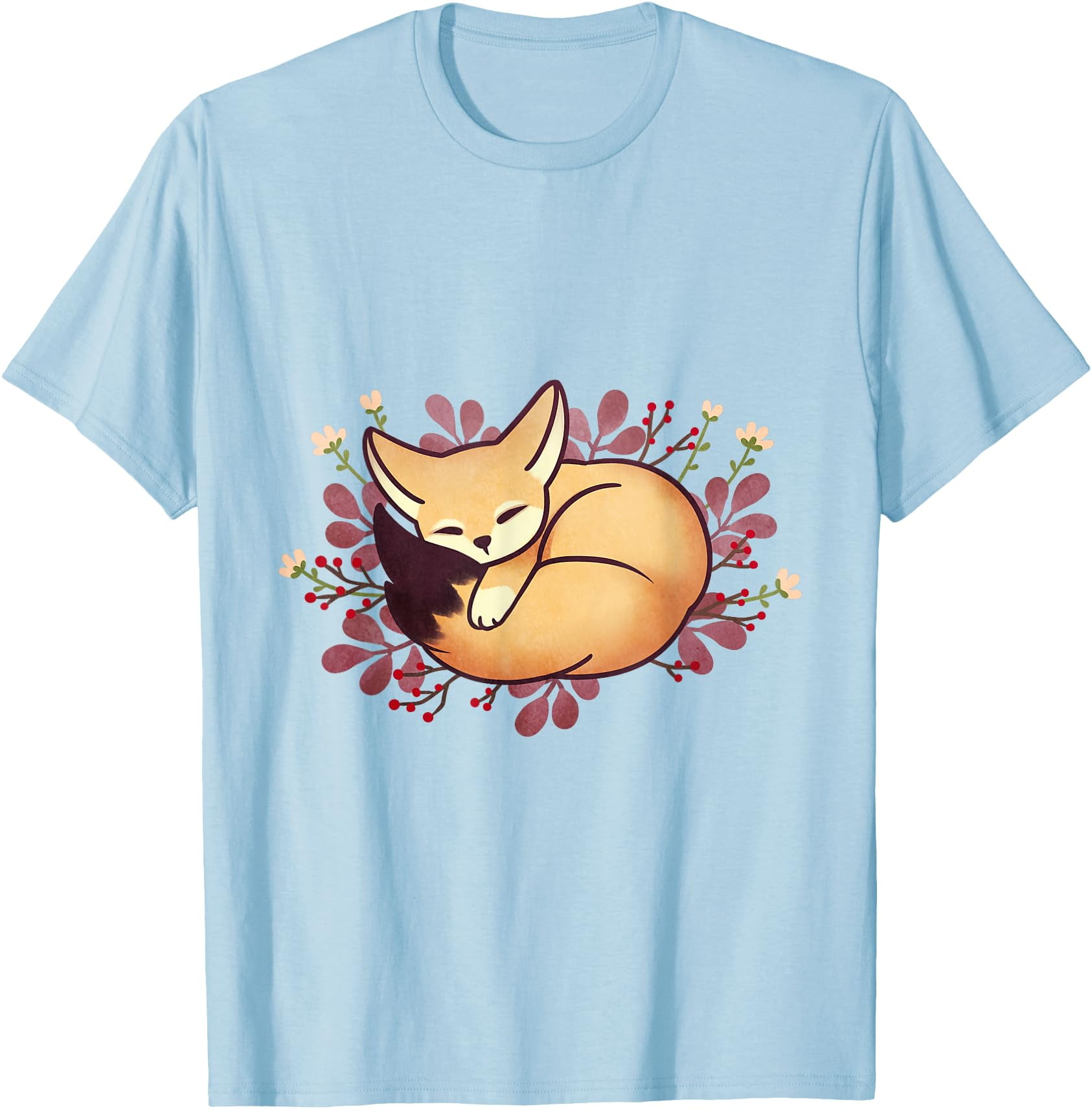 Fennec Fox Sleeping Cute Animal Unisex T-Shirt for Men Women Kids,Light ...