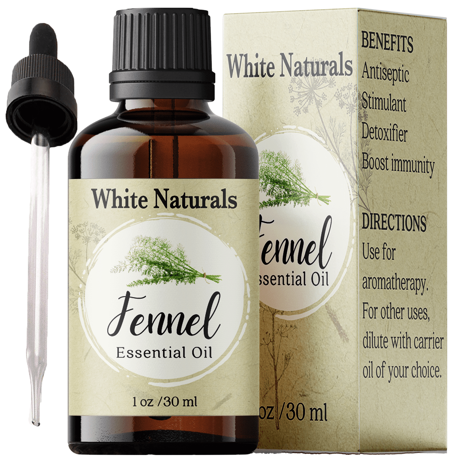 White Naturals Organic Fennel Essential Oil - Pure for Digestion ...