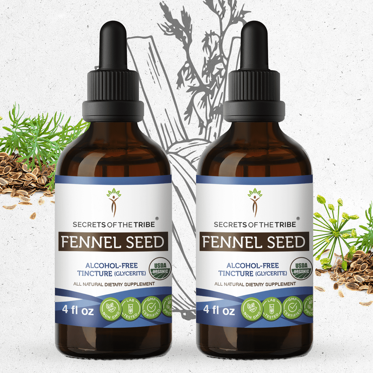 Fennel Seed Tincture Alcohol-FREE Extract, Organic Fennel (Foeniculum ...