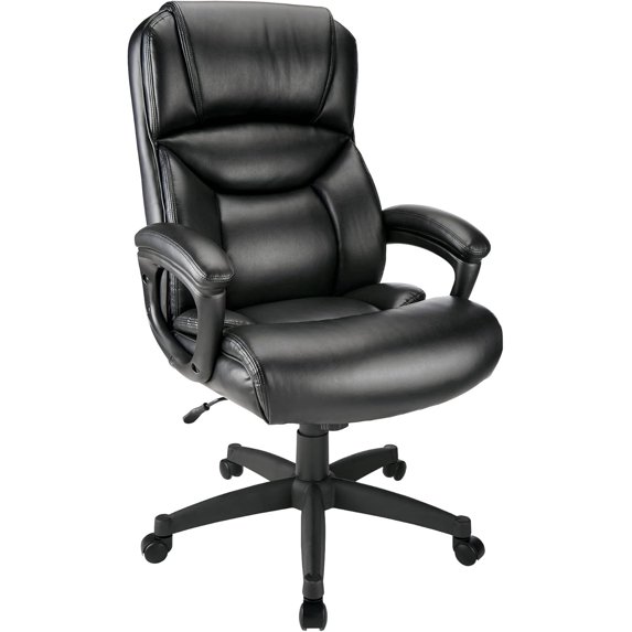 ® Fennington Bonded Leather High-Back Chair, Black - Walmart.com