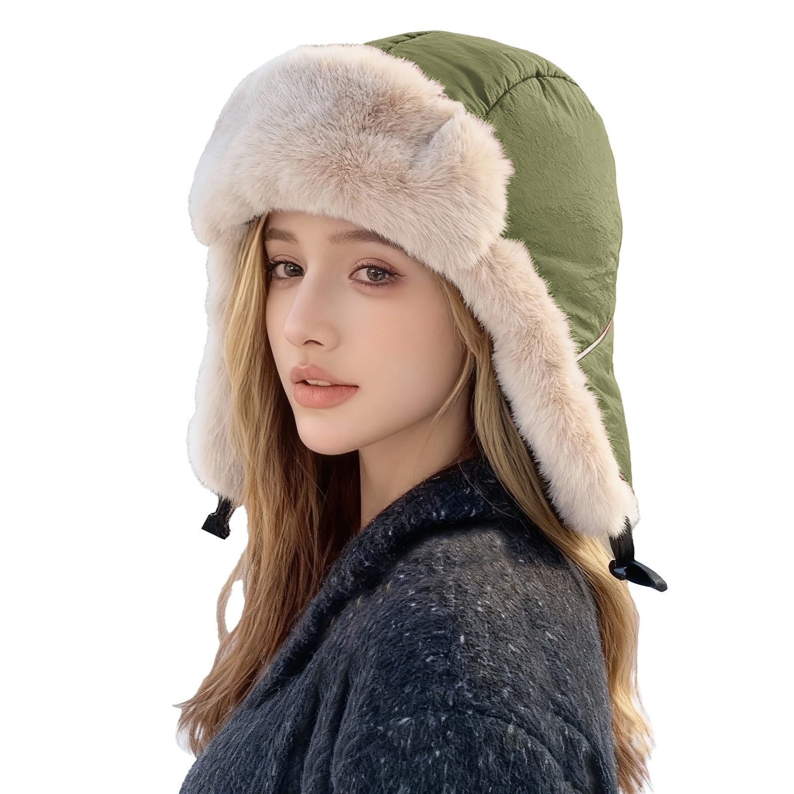 Fenny Beanie for Women Cold Weather Faux Fur Fuzzy Earmuffs Slouchy ...