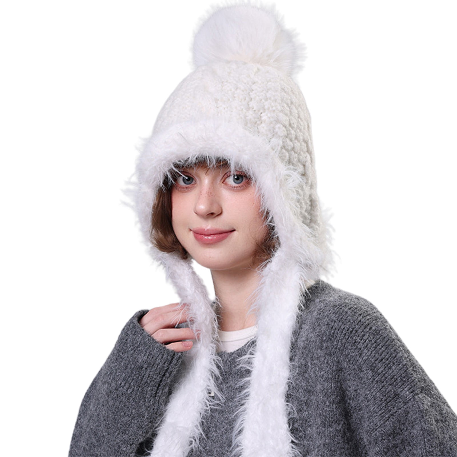 Fenny Winter Hats for Women Winter Warm Faux Fur Knitted Ear Flaps ...