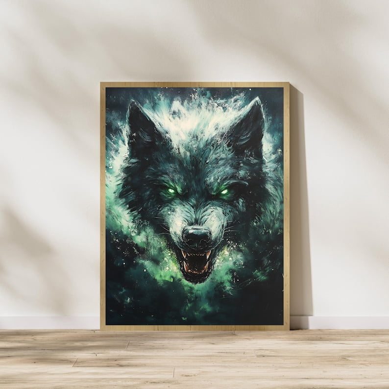 Fenrir Art Print, Norse Mythology, Viking Wolf Poster, Dark Fantasy ...