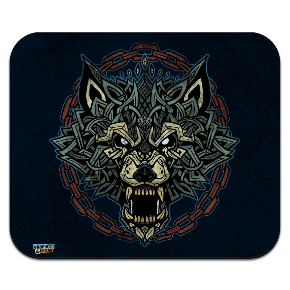 Fenrir Fierce Snarling Wolf In Chains Norse Mythology Low Profile Thin ...
