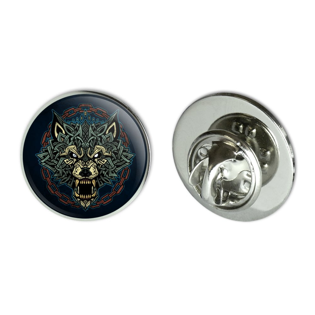 Fenrir Fierce Snarling Wolf In Chains Norse Mythology Metal 0.75" Lapel ...
