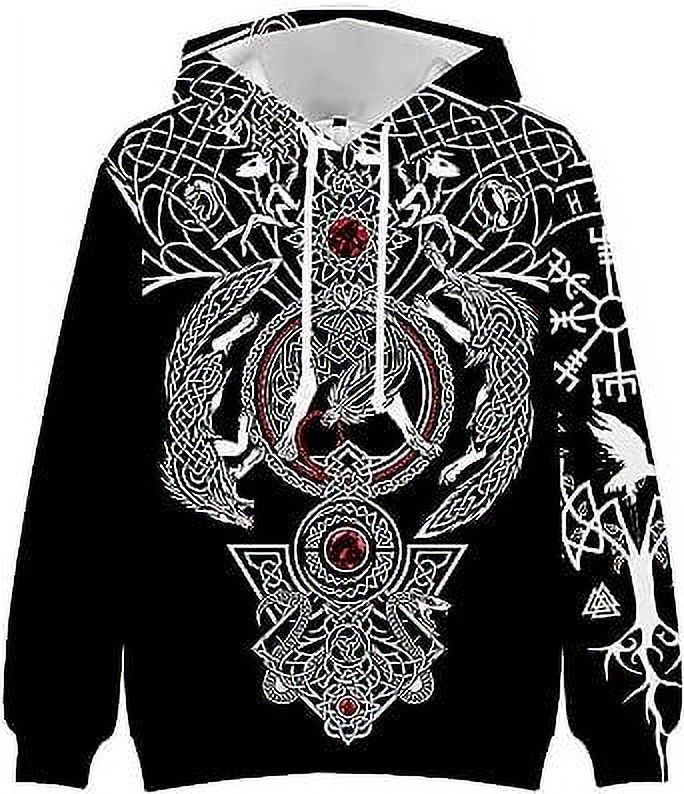 Fenrir Wolf Vegvisir Tattoo Full Zip Hoodie, Norse Mythology 3d Printed Printed Long Sleeve ...